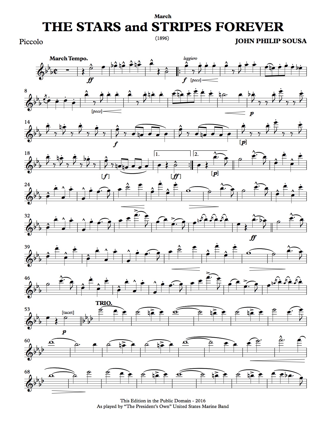 Sousa addendum: ‘The Stars and Stripes Forever’ piccolo part – The ...